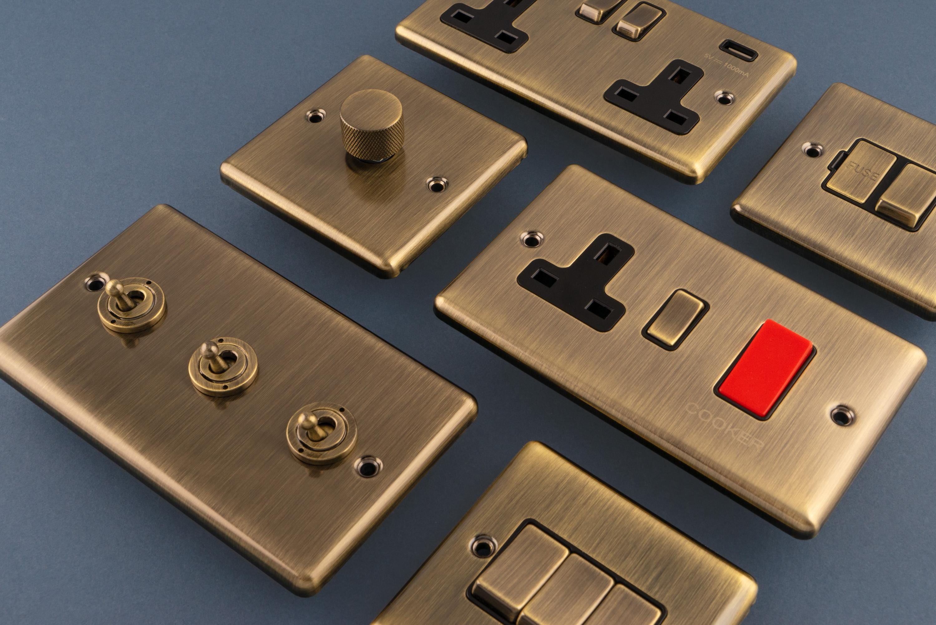 Brass Dimmer 1-4 Gang 400w / LED Dimmer Switch . Knurled Dimmer ...