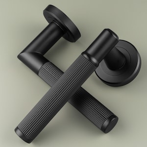 Image Lines Lever Door Handle on Round Rose - Etsy