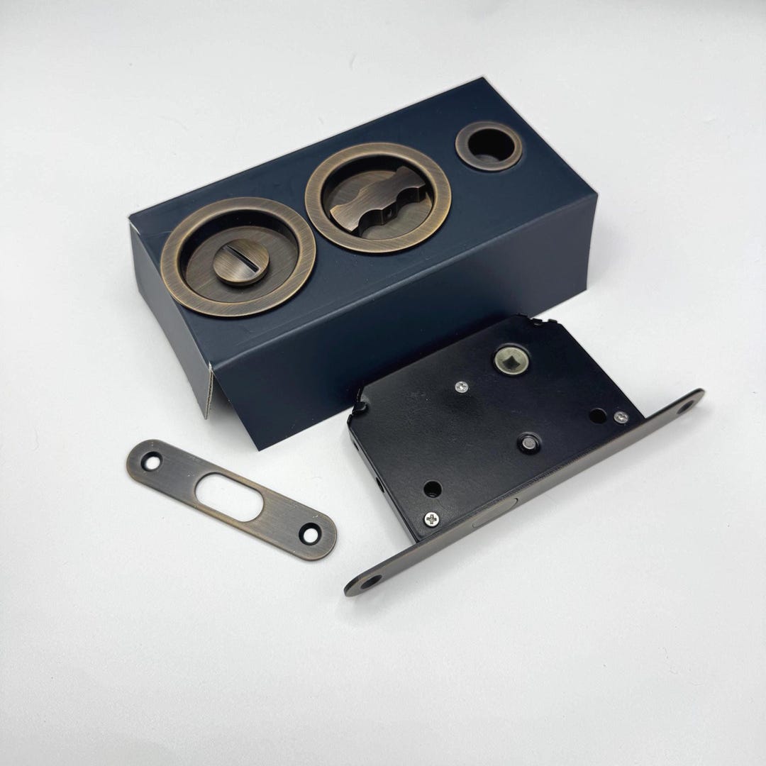 Brass Sliding Door Lock Set: Pocket Door Privacy . Flush Door Locks - Etsy