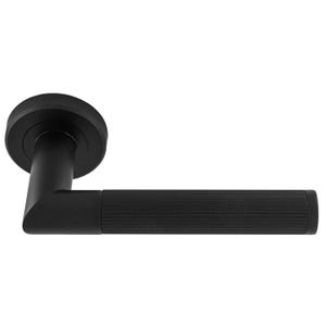 Lines Lever on Round Rose Door Handle. Pair of Door Handles on ...