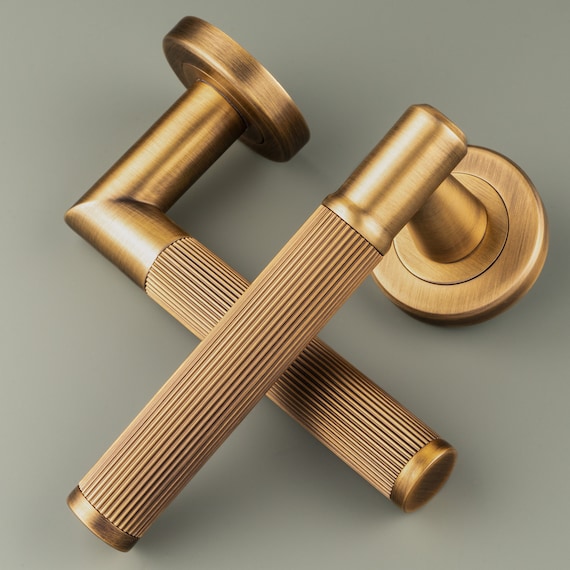 Stunning New Lines Lever on Round Rose Door Handle - Etsy