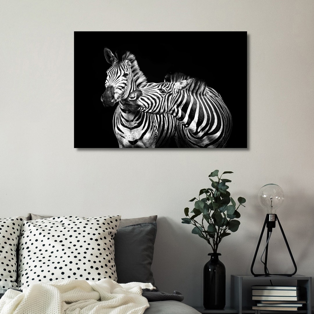 Black and White Zebra Canvas Wall Art Zebra Canvas Wall Hanging / Zebra ...