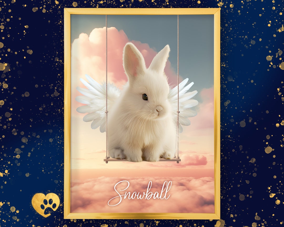 Custom Bunny Portrait, Sympathy Gift for Rabbit Owner, Deceased Pet ...