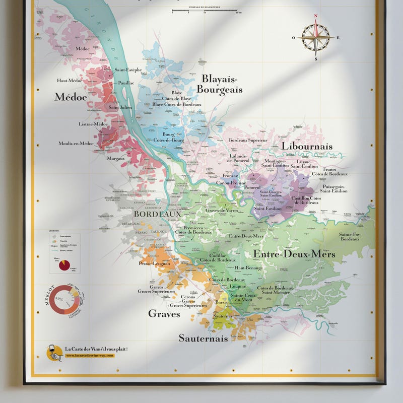 France Wine Map Bordeaux - Etsy UK