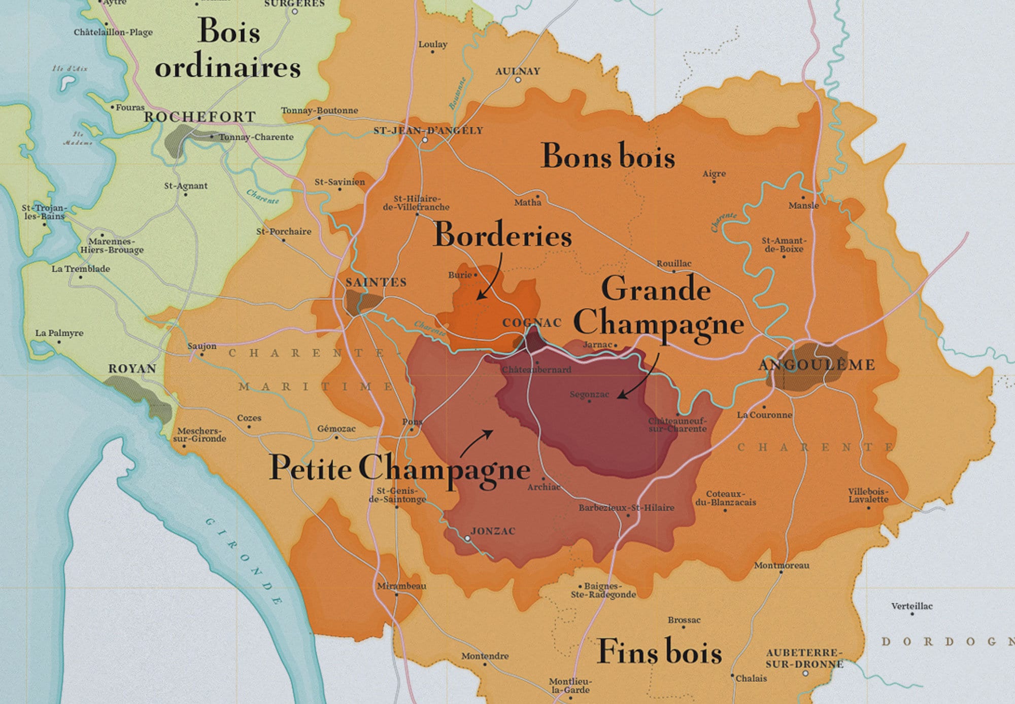 Wine Map of Cognac Gift Idea for Wine Lovers - Etsy