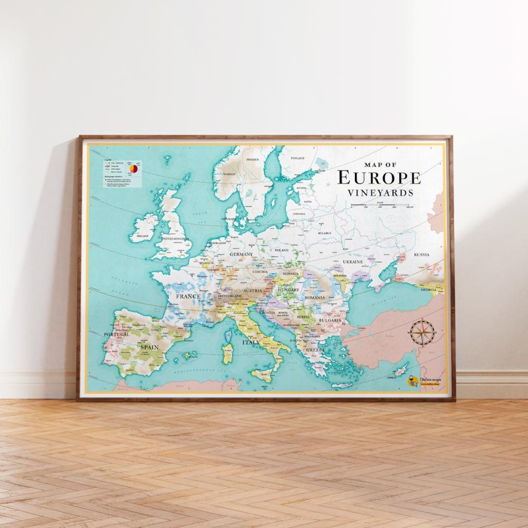 Wine Map of Europe XL - Etsy