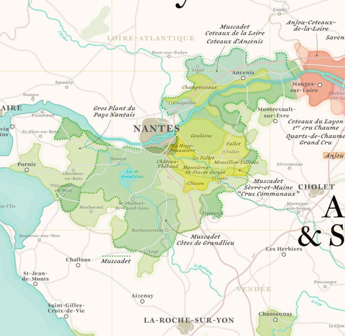 Wine Map of Loire Valley Gift Idea for Wine Lovers - Etsy