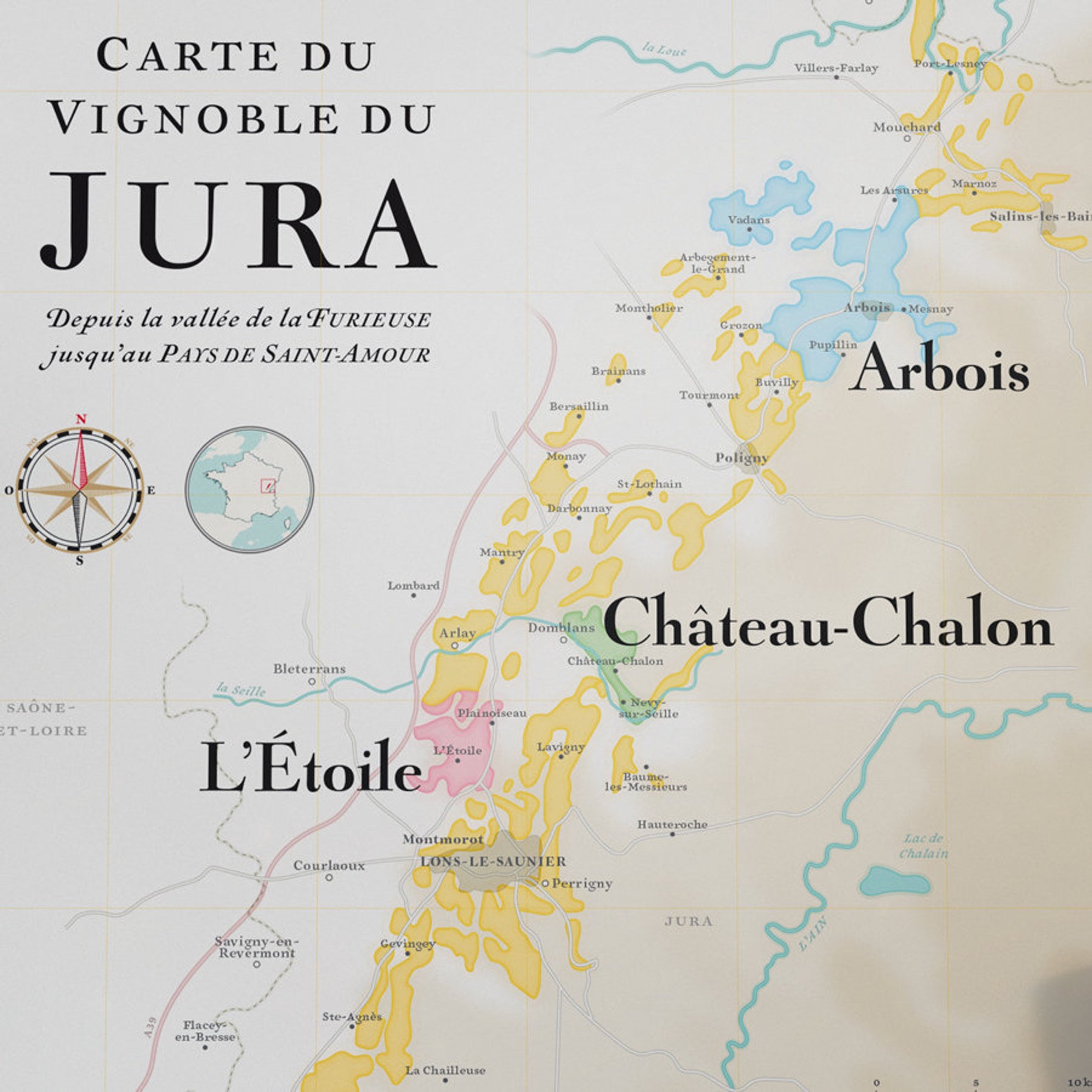 Jura Wine Map | Poster 50 X 70 Cm | Decorating Idea for Wine Lovers - Etsy