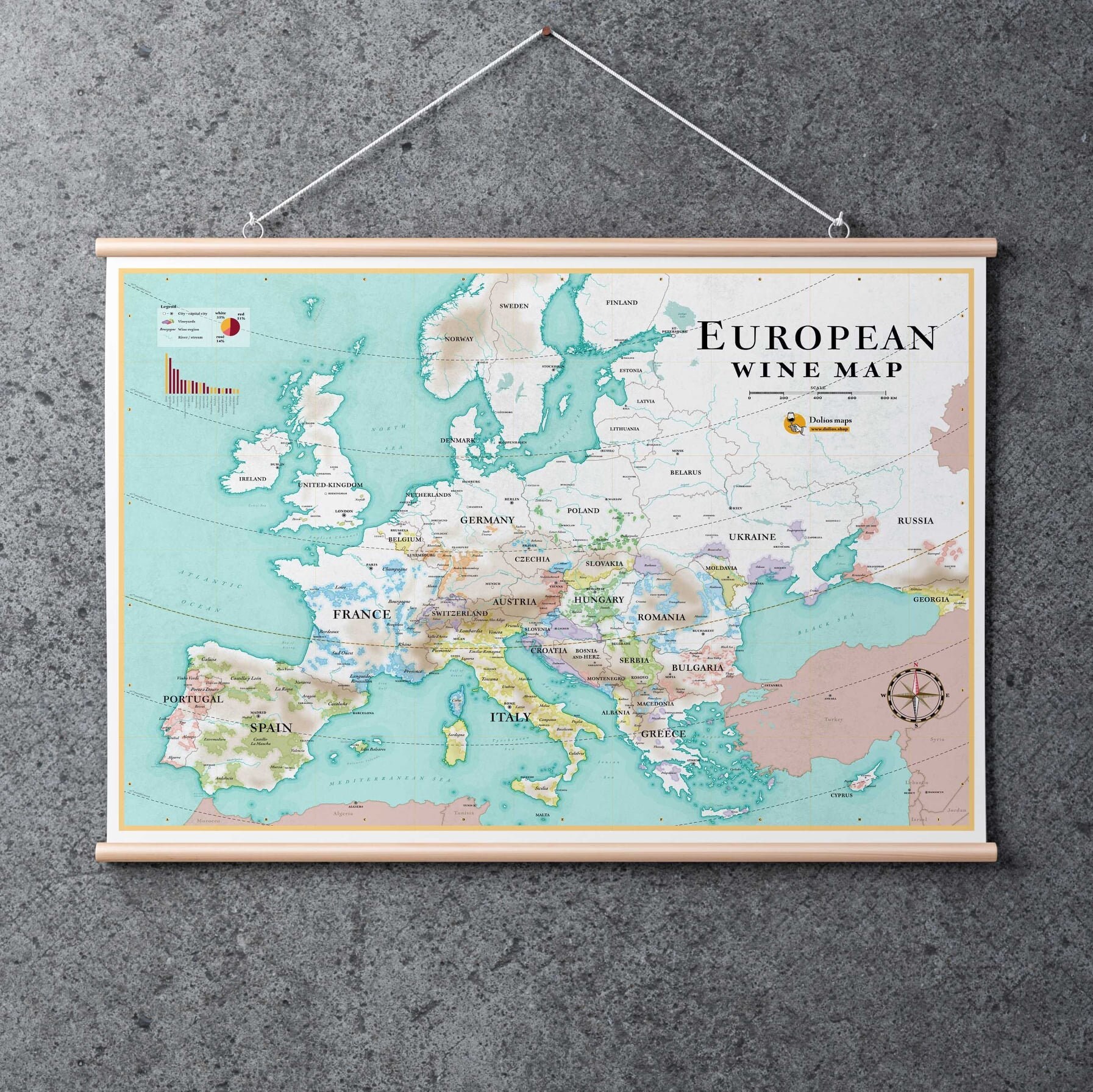 Wine Map of Europe XL | Etsy