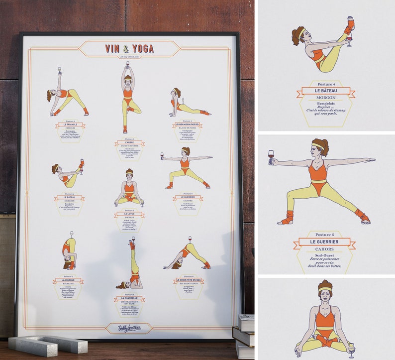 Wine and Yoga / 50x70cm/ Poster for Wine Lovers - Etsy