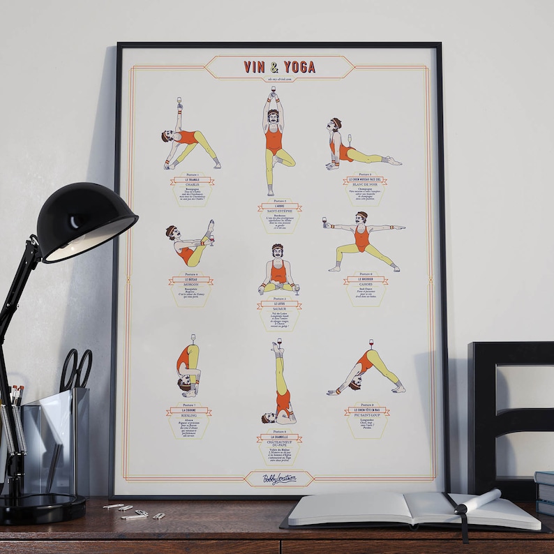 Wine and Yoga / 50x70cm/ Poster for Wine Lovers - Etsy
