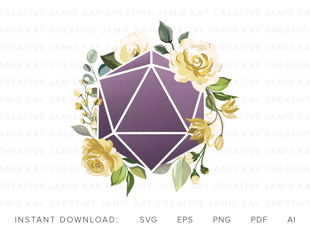 D20 Floral Artwork Digital Download: Svg, Eps, Png, Pdf, Ai | Stickers ...