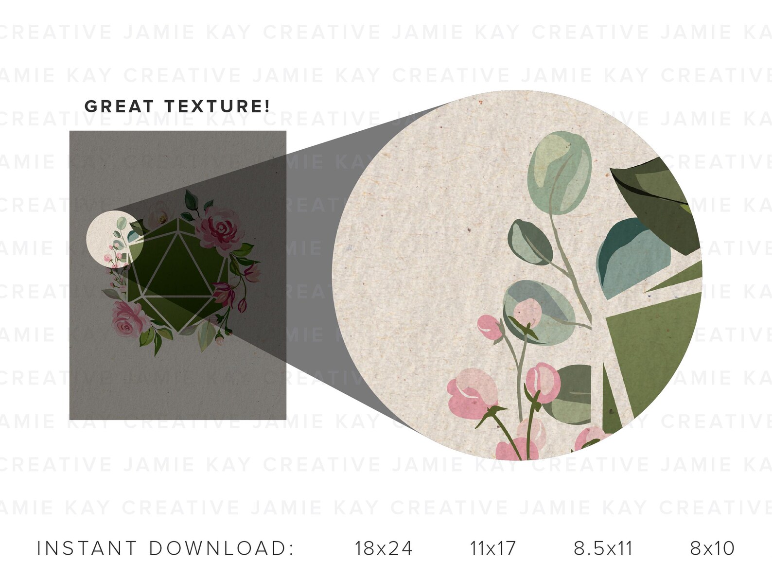 D20 Floral Poster Print, Digital Download, Printable Wall Art, Dungeons ...