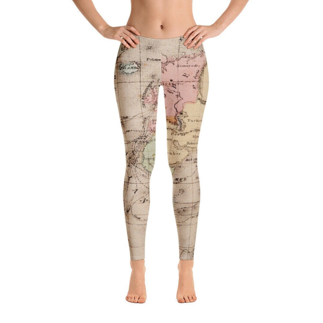 WORLD MAP LEGGINGS, Women Activewear, Yoga Leggings, Fashionable ...