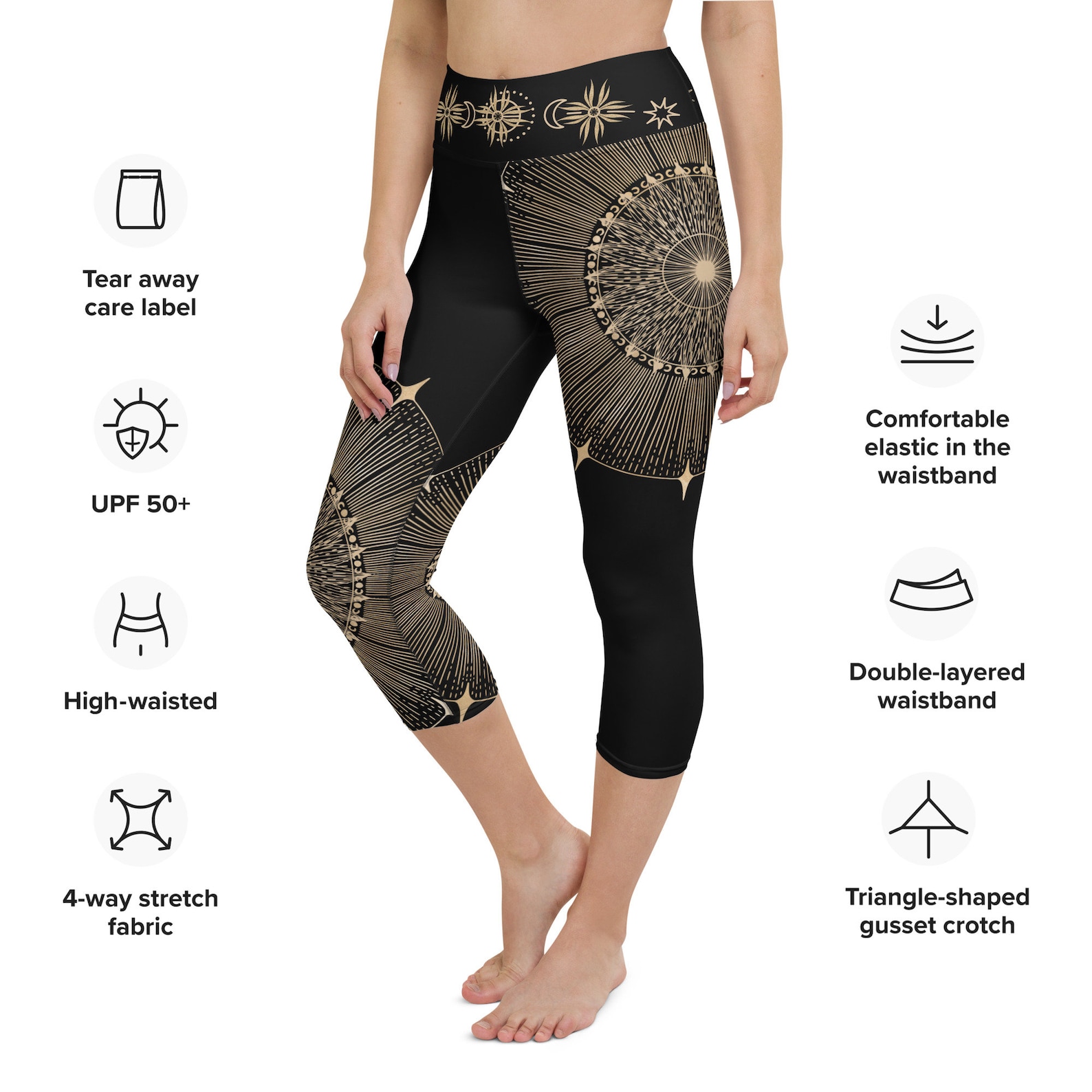MANDALA CAPRI LEGGINGS, Yoga Capri Pants, Boho Hippie, Women Activewear ...