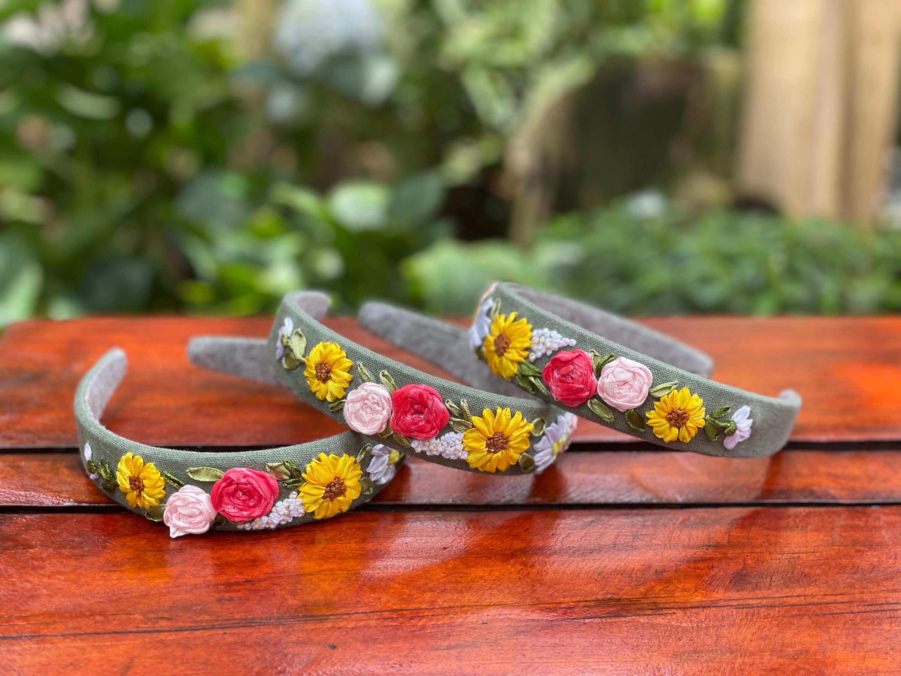Ribbon Embroidered Headband - Etsy