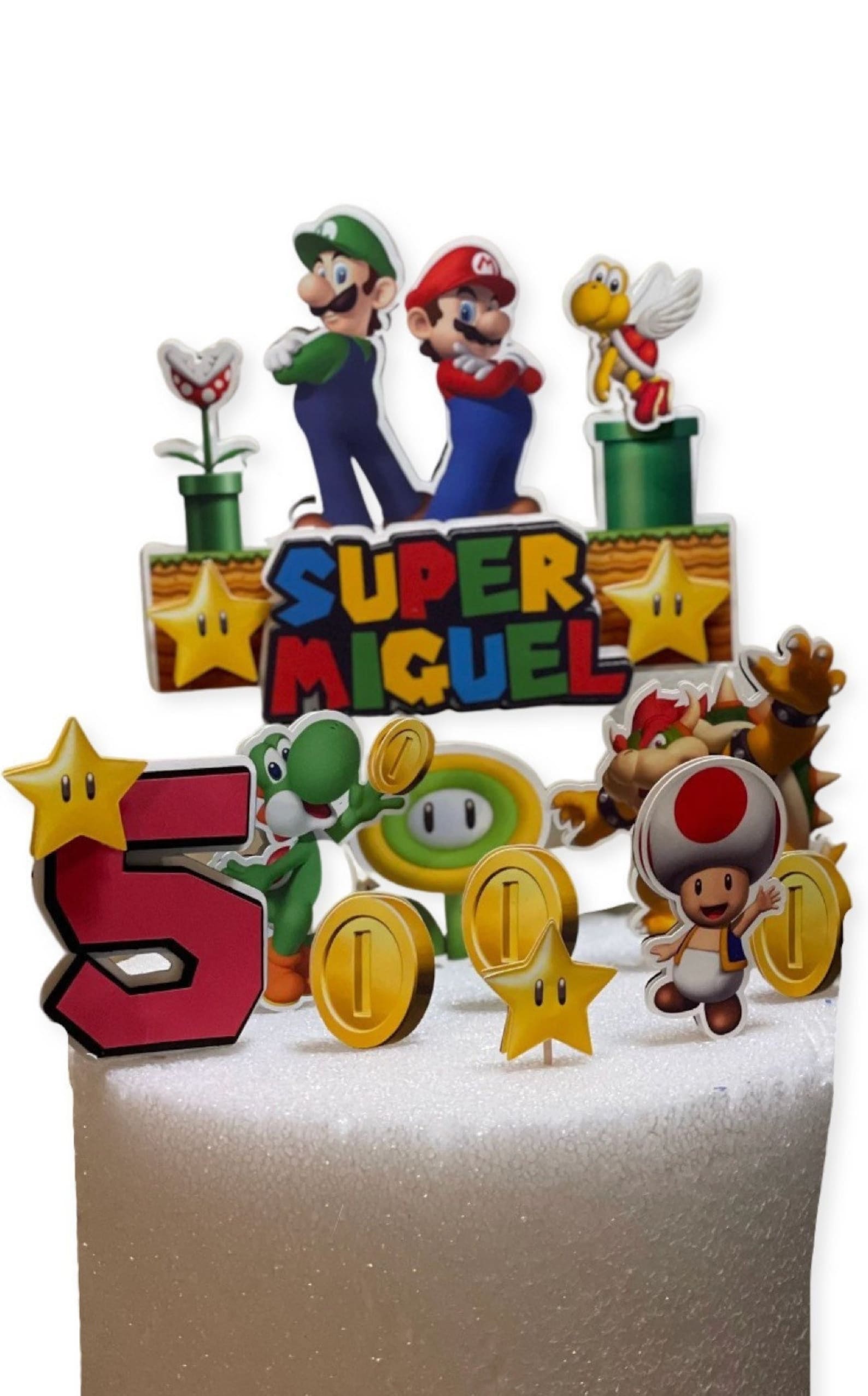 Mario Bros Cake Topper Birthday Mario Bros Theme Mario - Etsy