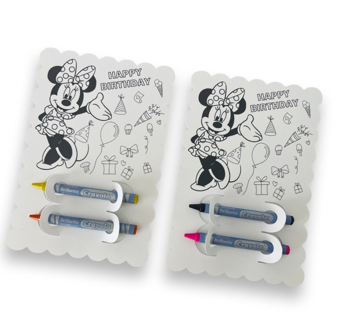 Minnie Coloring Card,crayon Cards, Custom Crayon Card Holder in Bulk ...