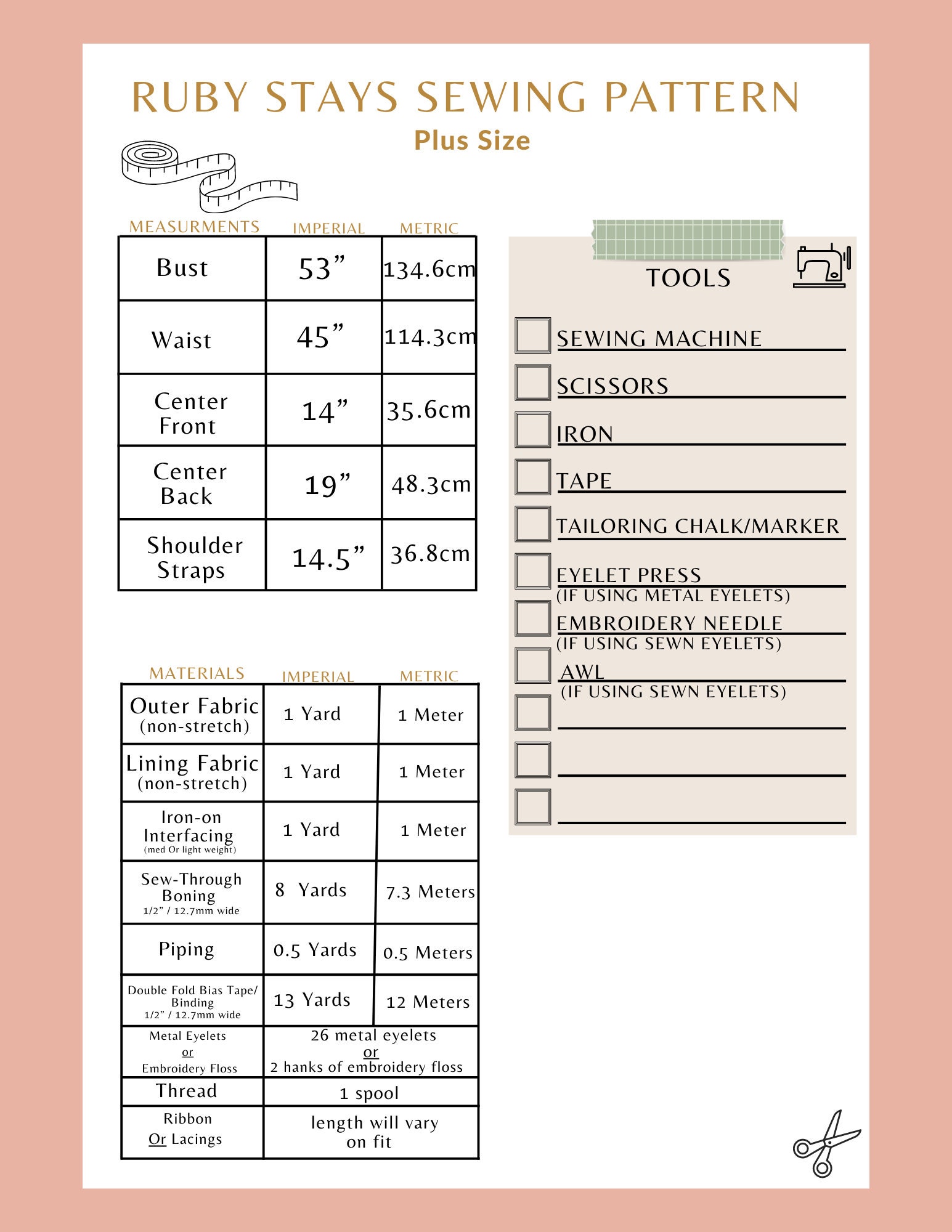 Ruby Stays Sewing Pattern - Plus Size | Digital Download Sewing Pattern ...