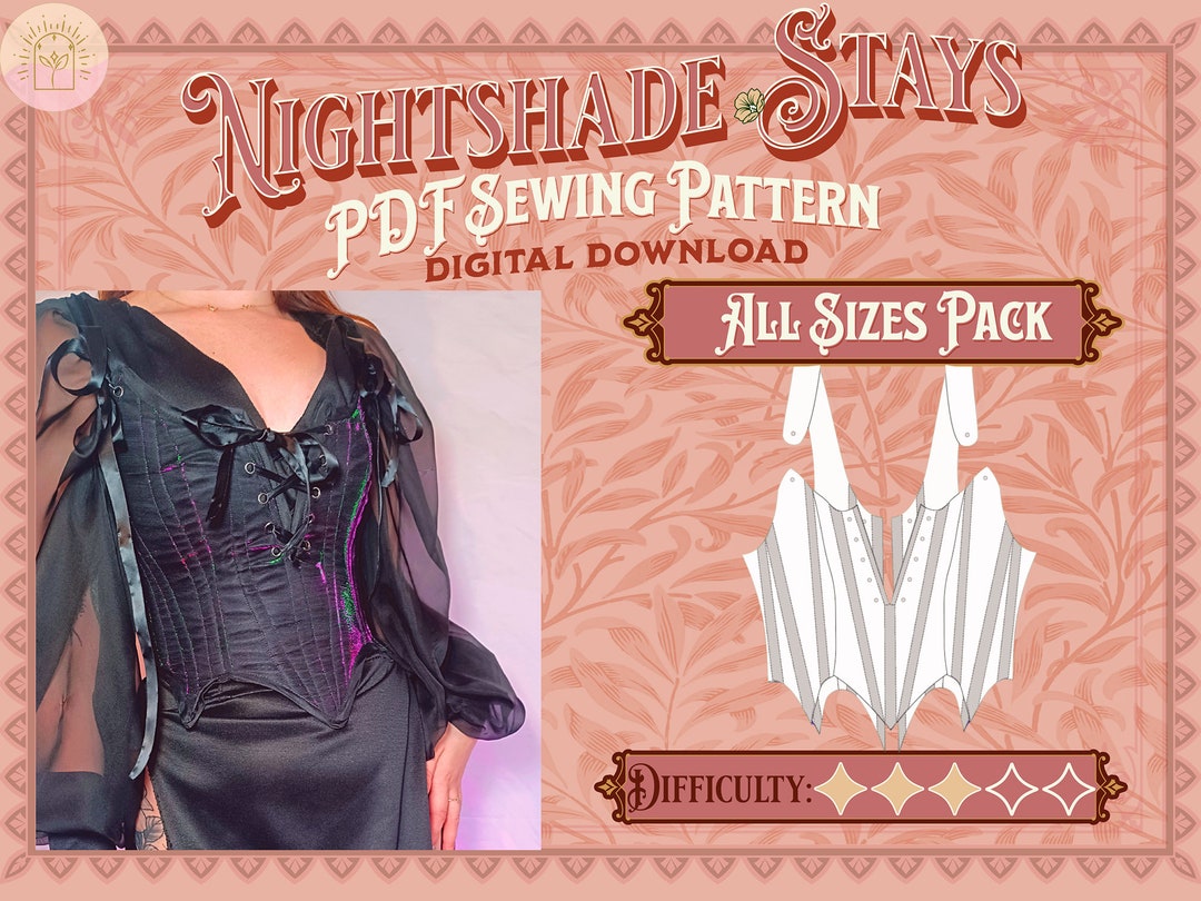 Nightshade Stays Pattern Pack - Straight, Mid, and Plus Sizes | Digital ...