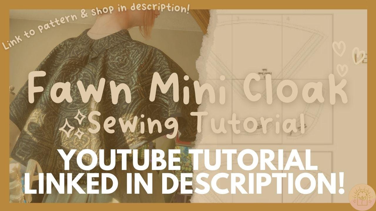 Fawn Mini Cloak Pattern | Digital Download Sewing Pattern, Cottagecore ...