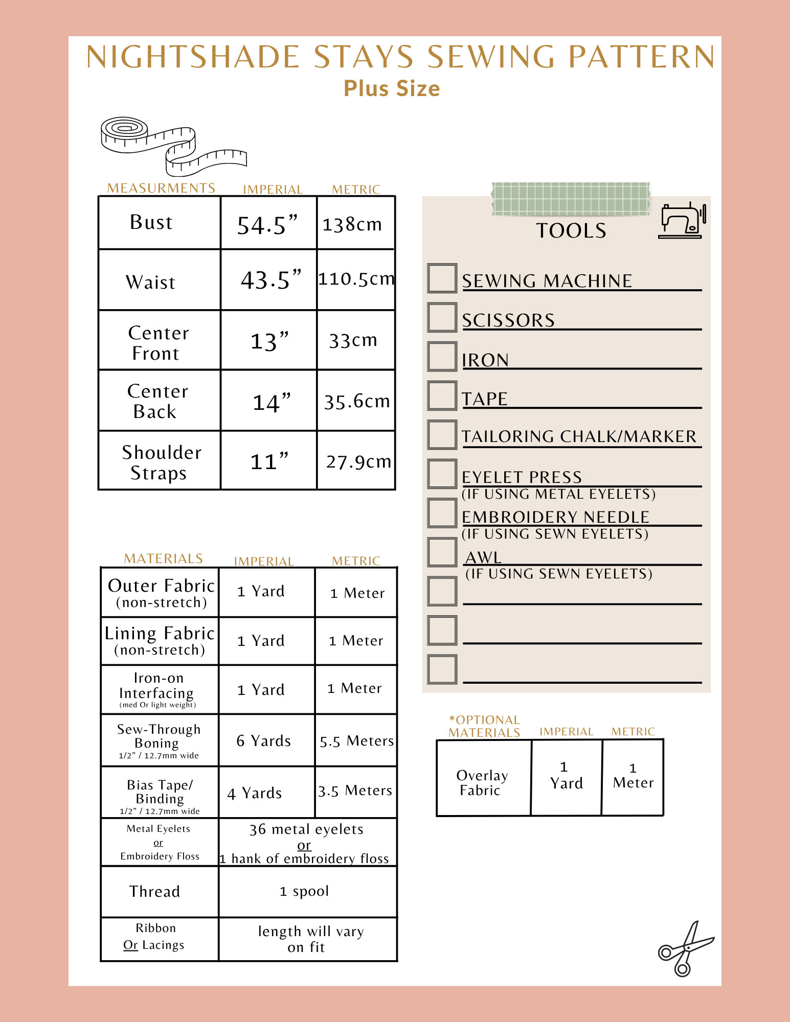 Nightshade Stays Pattern Pack - Straight, Mid, and Plus Sizes | Digital ...