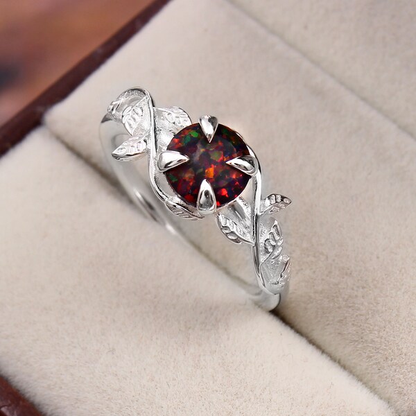 Lab Created Black Opal Ring - Etsy