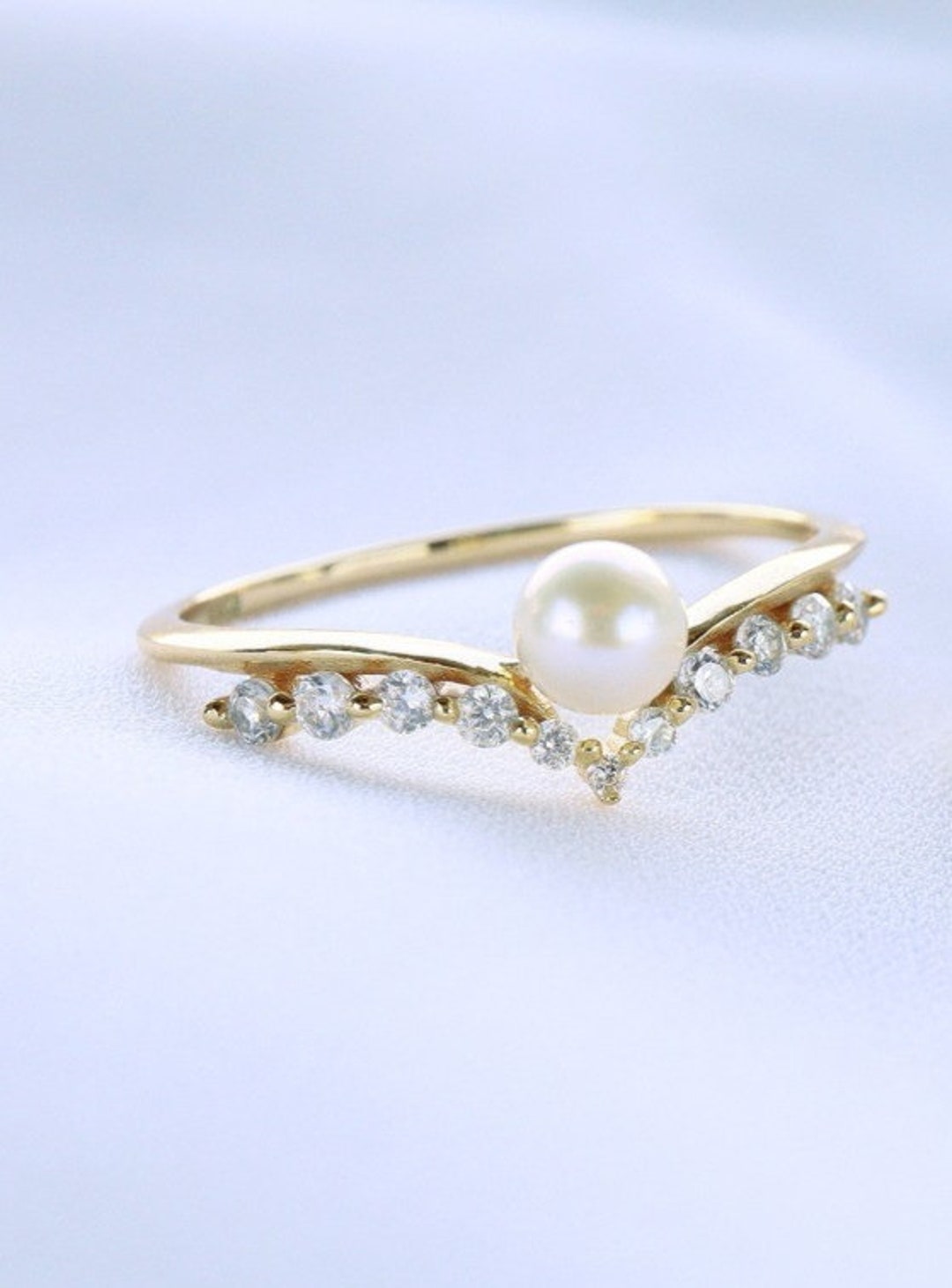 Pearl Engagement Ring Happy Christmas Day Ring Mom Ring Purpose Ring ...