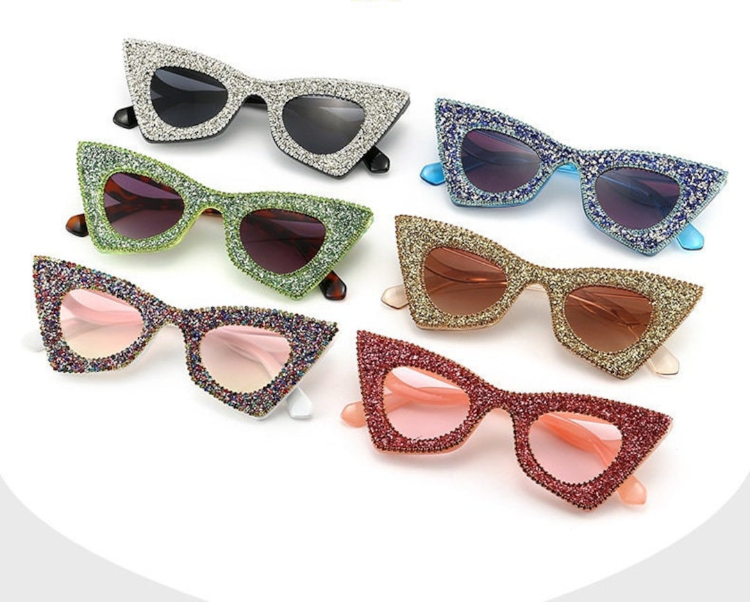 Petite Cat Eye Glam Sparkle Glasses 6 Colour Options Eyewear Retro ...