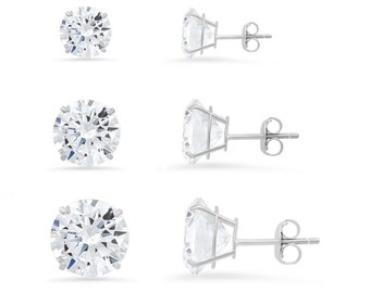 Sterling Silver Set of 4 Pairs of Colorful Round Stud Earrings - Etsy