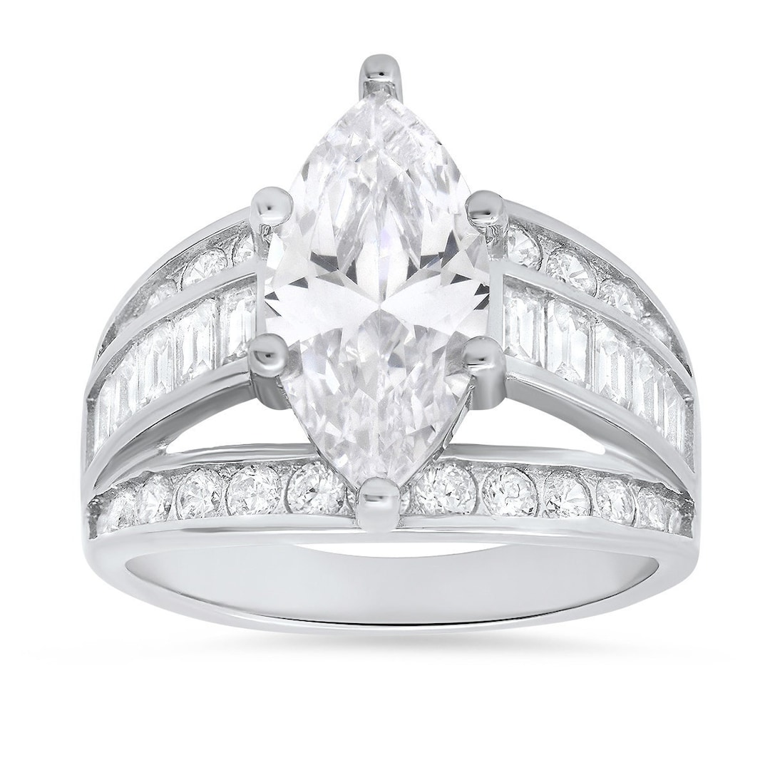CZ Rings for Women | Diamond Marquise-cut Cubic Zirconia Statement ...