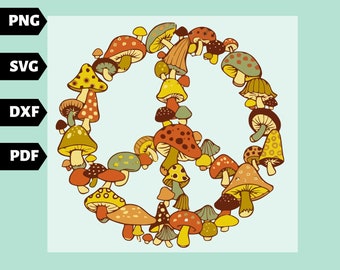 Peace Mushroom Svg - Etsy