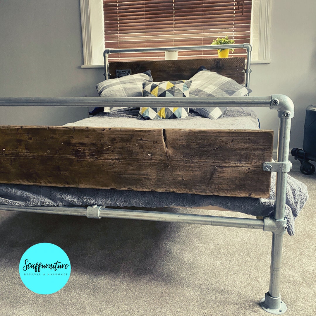 LORENA Our Bespoke Scaffold Rustic Double Bed Frame Industrial Metal ...