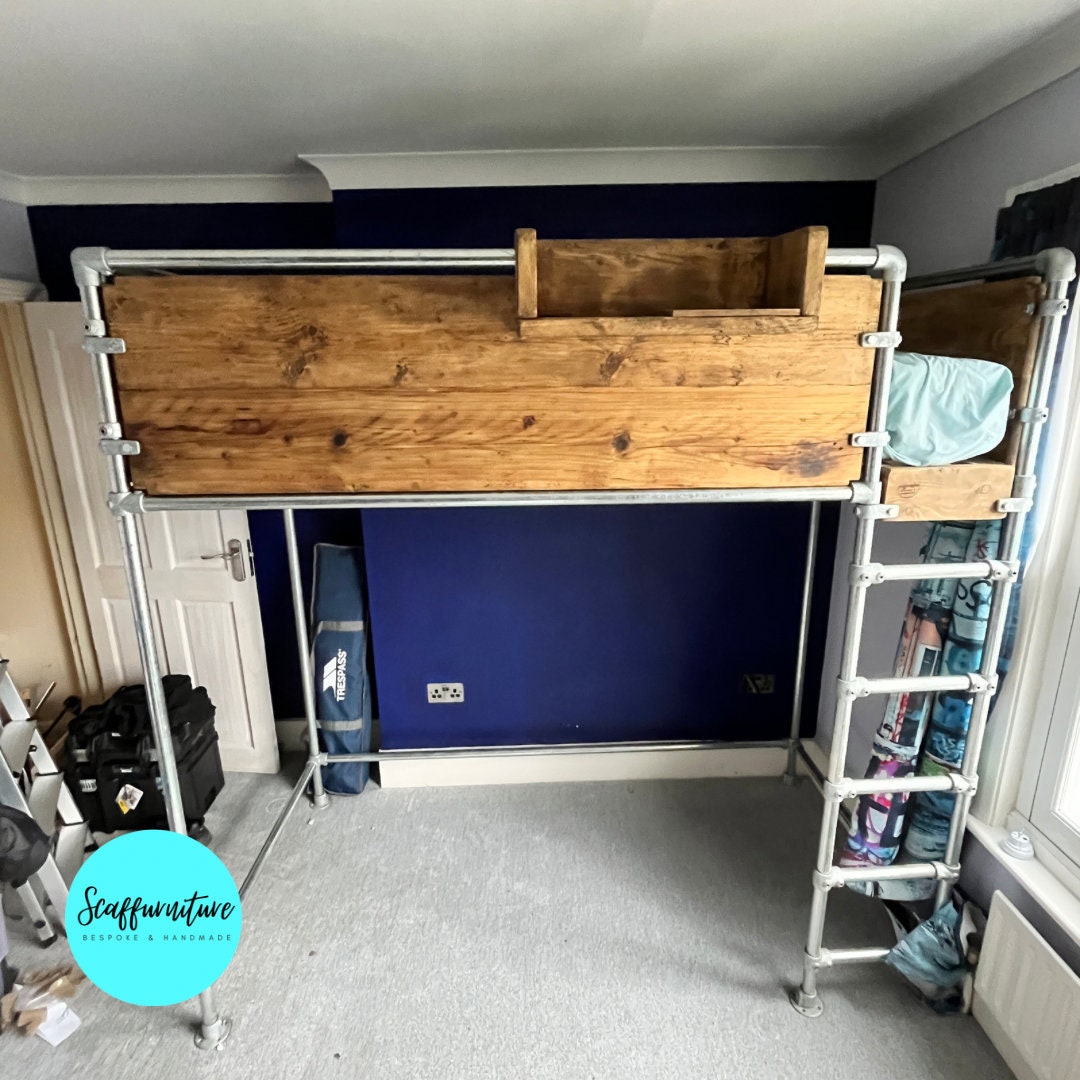 QUEPOS Our Bespoke Scaffold Rustic High Sleeper Bed Frame Industrial ...