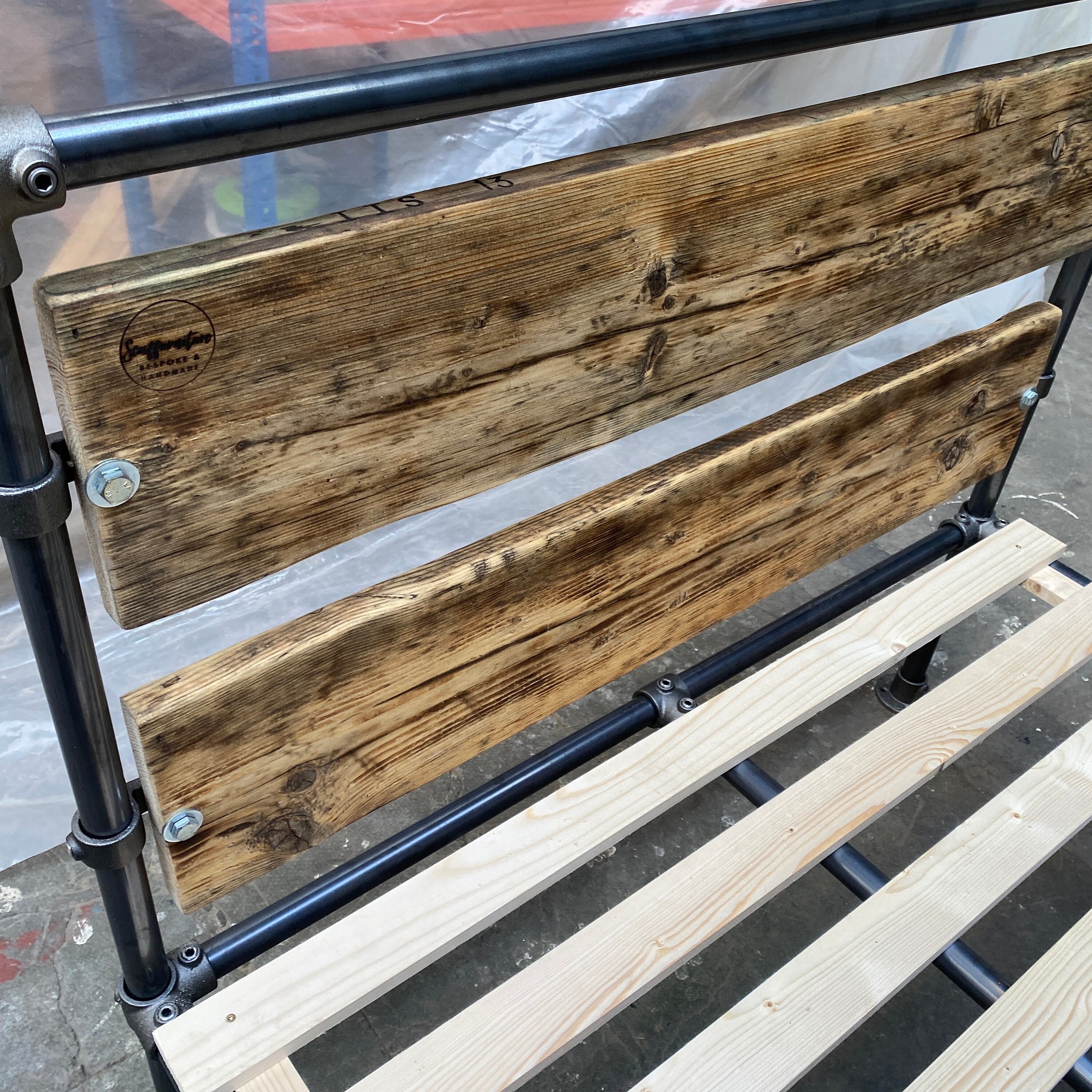 JACO Our Bespoke Scaffold Rustic Heavy Duty Bed Frame Industrial Metal ...