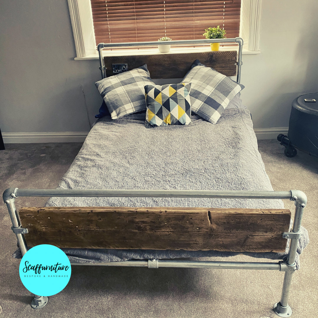 LORENA Our Bespoke Scaffold Rustic Double Bed Frame Industrial Metal ...