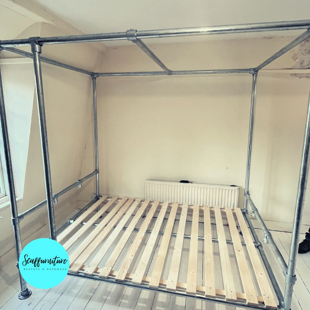 MATINA - Bespoke Scaffold Four Poster Bed Frame Industrial Metal Tubes ...