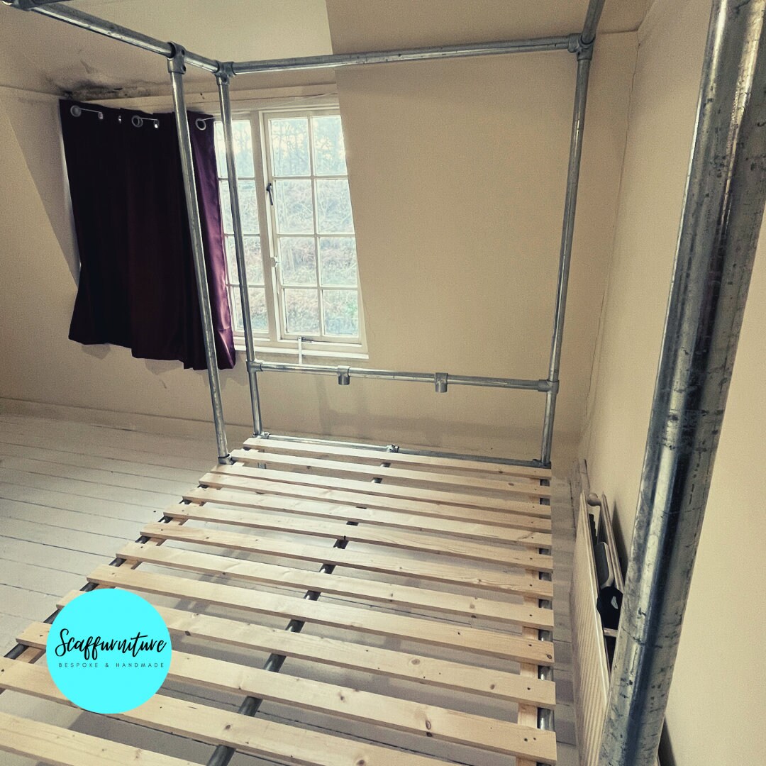 MATINA - Bespoke Scaffold Four Poster Bed Frame Industrial Metal Tubes ...