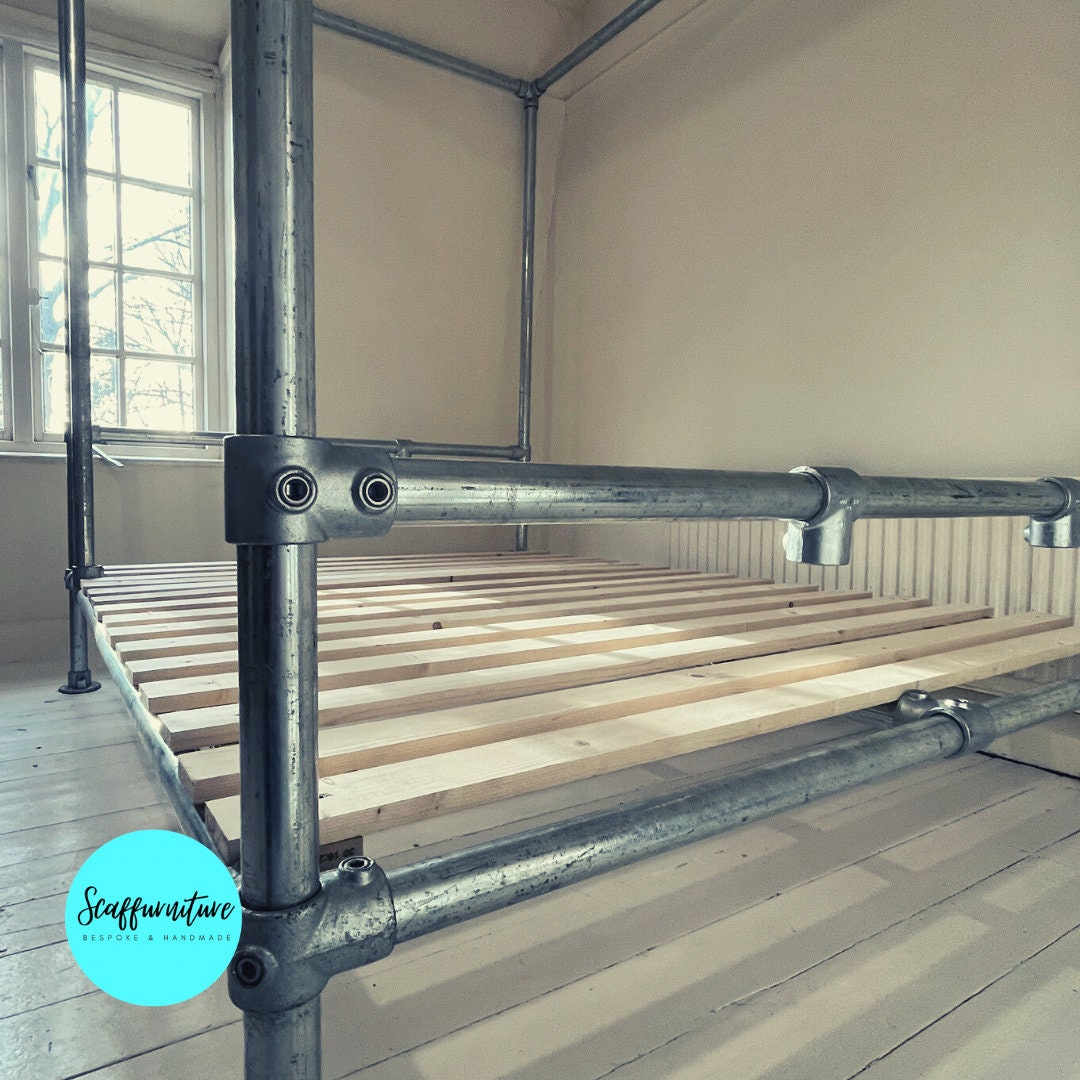 MATINA - Bespoke Scaffold Four Poster Bed Frame Industrial Metal Tubes ...