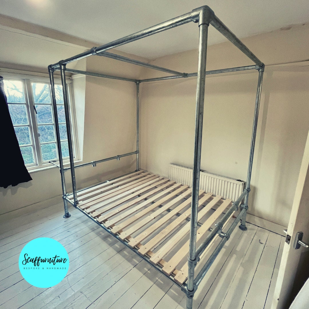 MATINA - Bespoke Scaffold Four Poster Bed Frame Industrial Metal Tubes ...