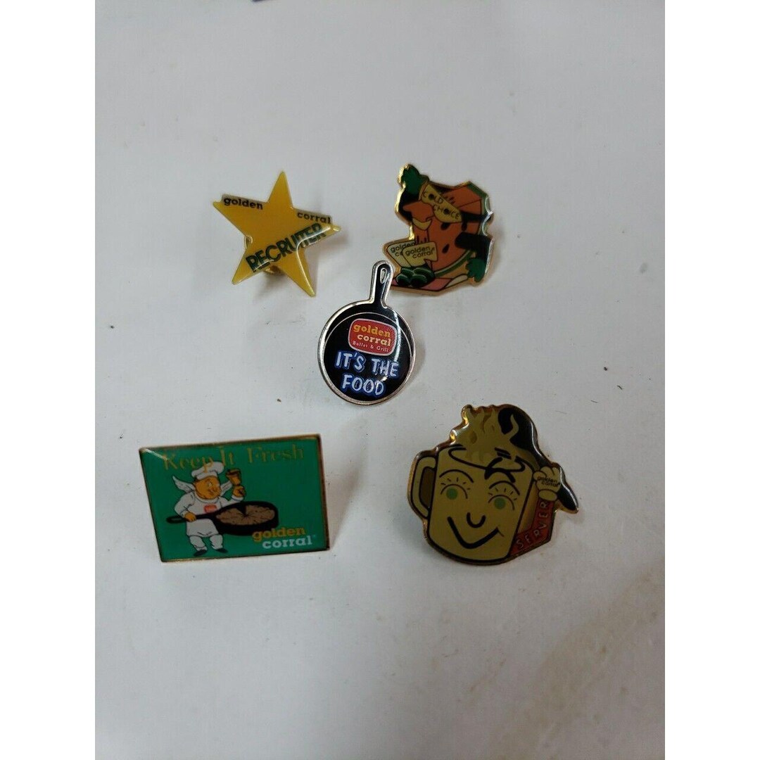 Lot of 5 Golden Corral Buffet and Grill Various Designs Lapel Pins READ ...