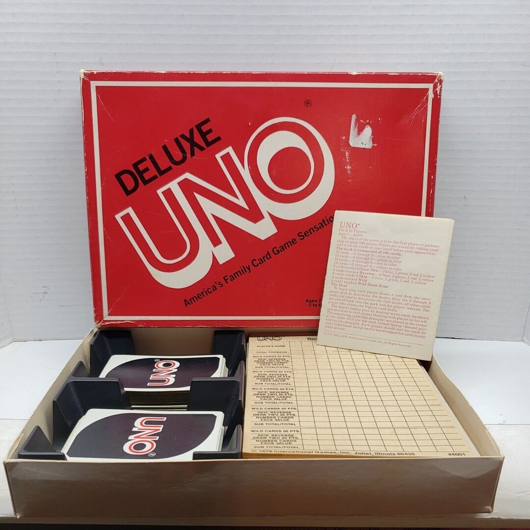 Vtg 1978 Deluxe Uno Classic Card Game Set Hasbro 3001USA Box Damage - Etsy