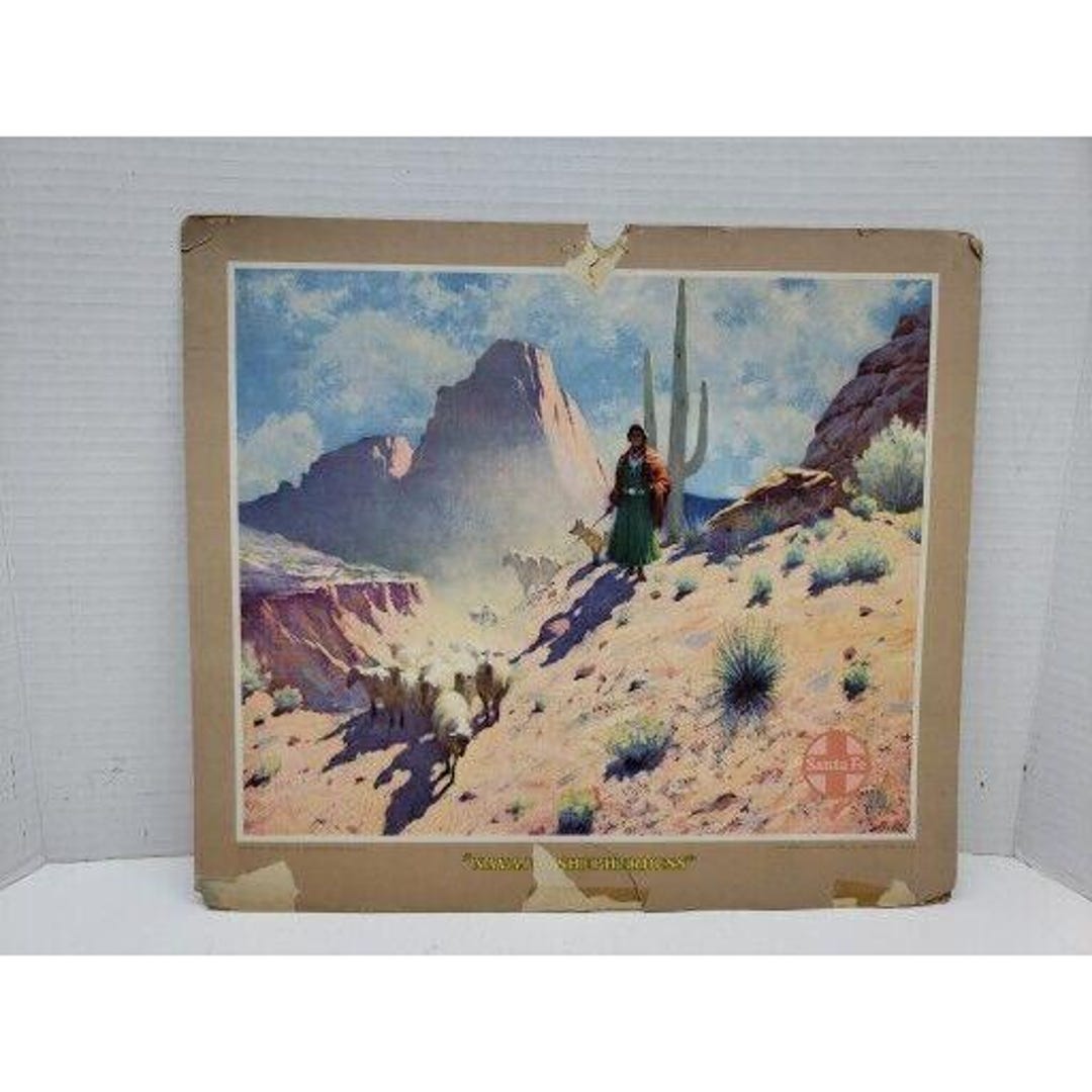 Santa Fe Railroad 1940 Navajo Shepherdess Native American Calendar Top ...