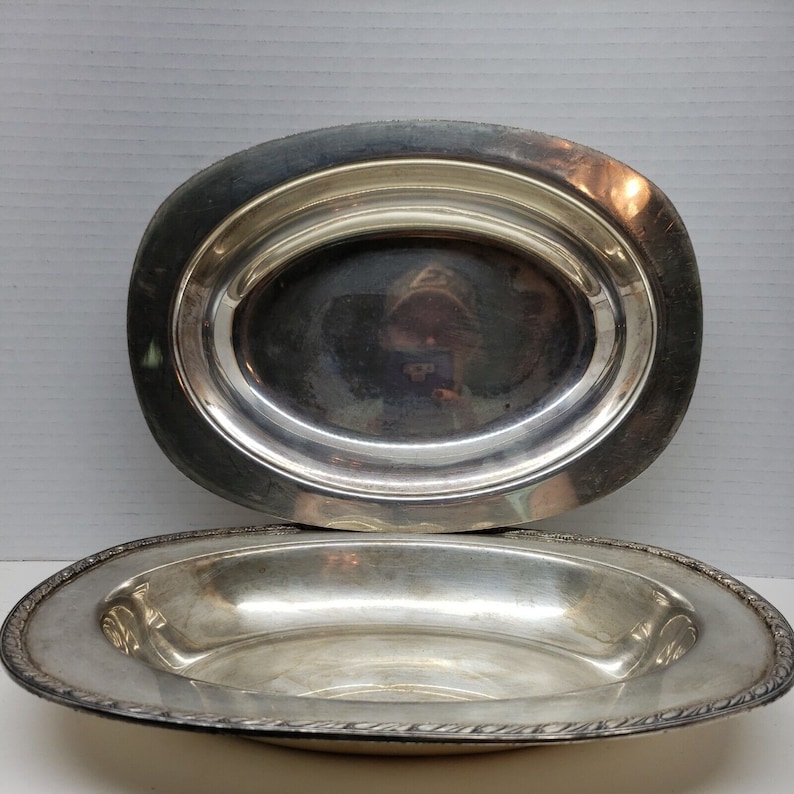 WM Rogers Oval Silverplate Serving Dish Tray & Lid 12” X 9” Vintage Andover - Etsy