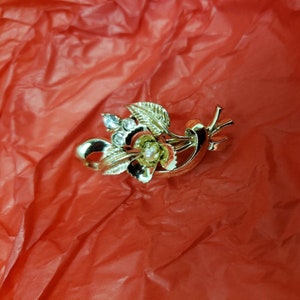 Vintage Large Gold Tone Pearl Rhinestones Flower Leaves Statement ...