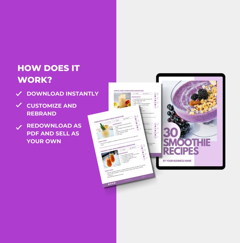 30 Smoothie Recipes: Canva Ebook Template (PLR Digital Product) - Etsy UK