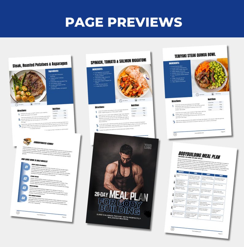 28-day Bodybuilding Meal Plan: Canva Ebook Template (PLR) - Etsy