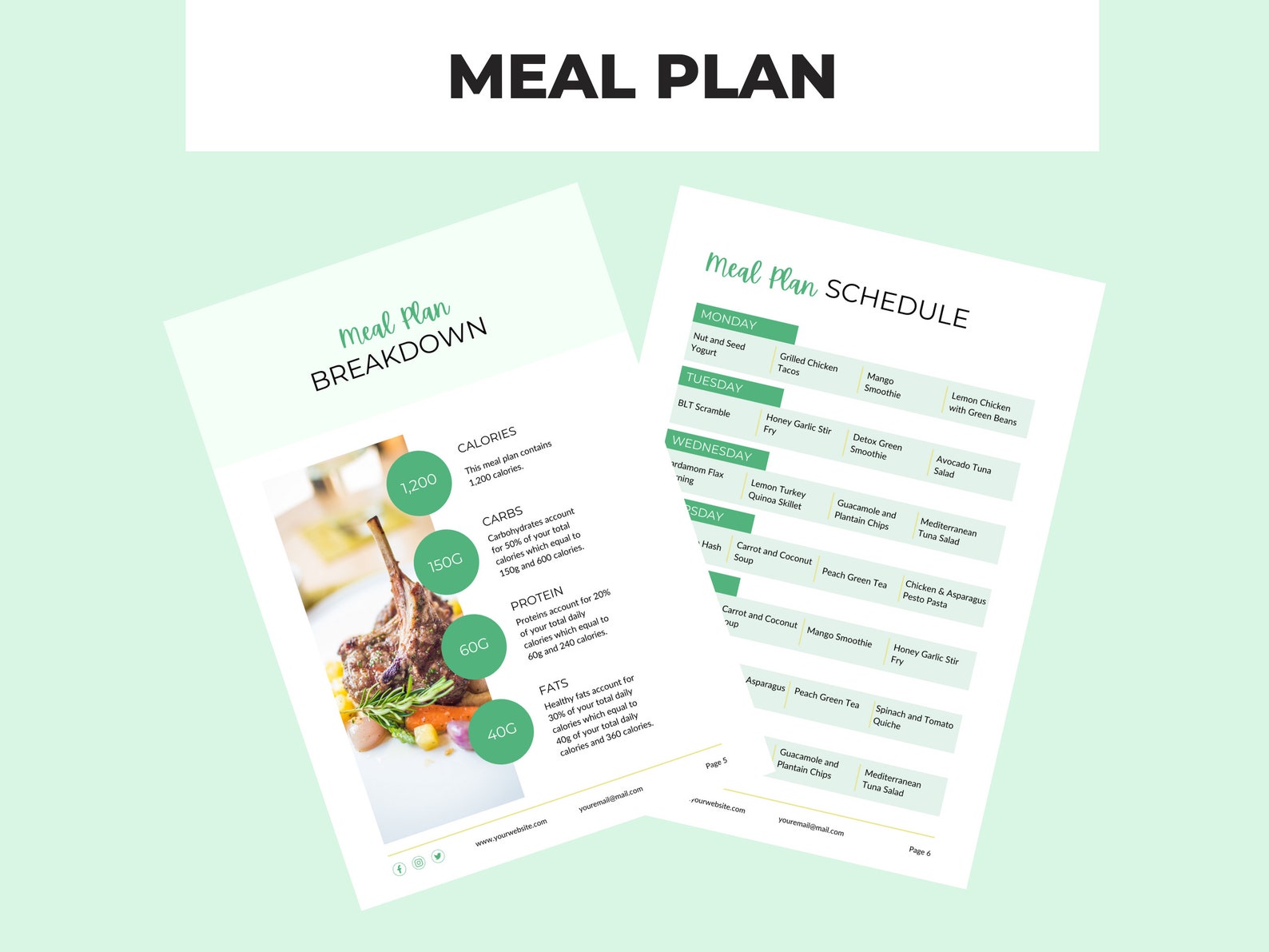 7-day Meal Plan Template With Recipes, PLR Meal Plan, Canva Ebook ...