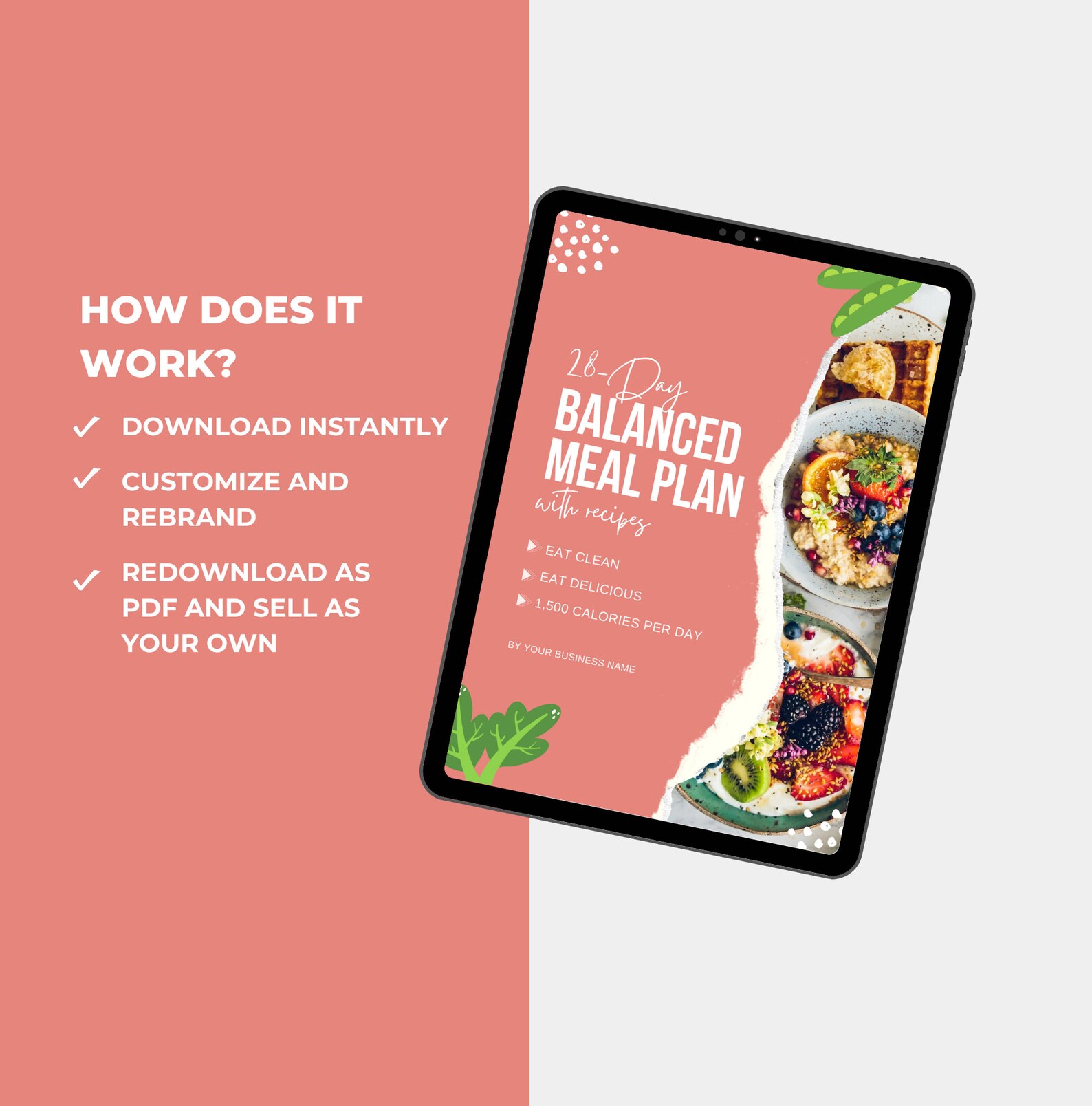28-day Meal Plan Template With Healthy Recipes, 1,500 Calories per Day ...