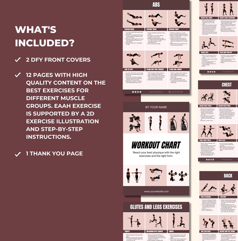 PLR Workout Chart, Canva Ebook Template, PLR Digital Products, DFY ...